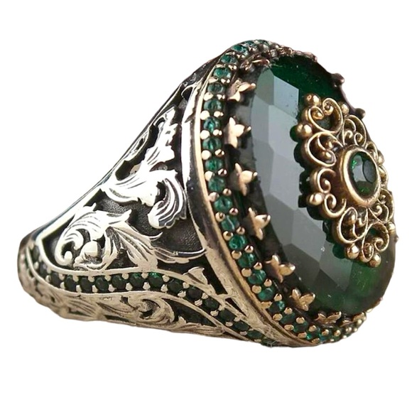 None | Jewelry | Vampire Royal Goth Antique Silver Overlay Crystal Lab ...